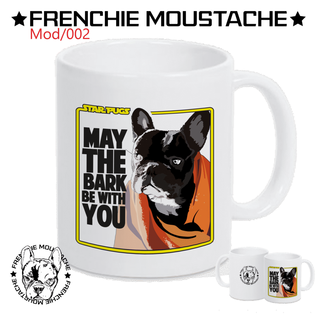 Star Pugs – Mug en céramique blanche (Mod/002) - Frenchie Moustache